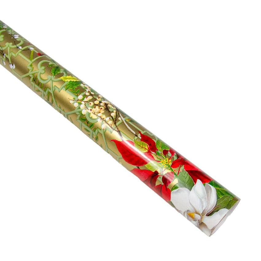 Christmas Garden Gold Gift Wrap - One 30" X 8' Roll – Caspari