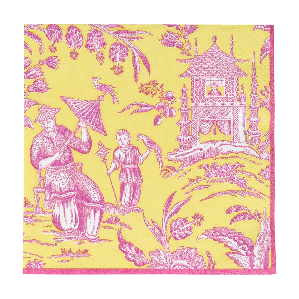 Silk Road Toile Chartreuse Luncheon Napkins - 20 Per Package – Caspari