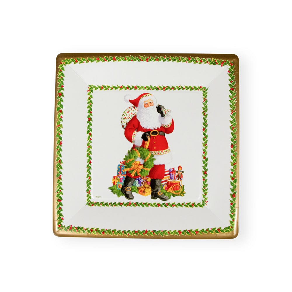 Jolly St. Nick Square Paper Dinner Plates | 8 Pack – Caspari