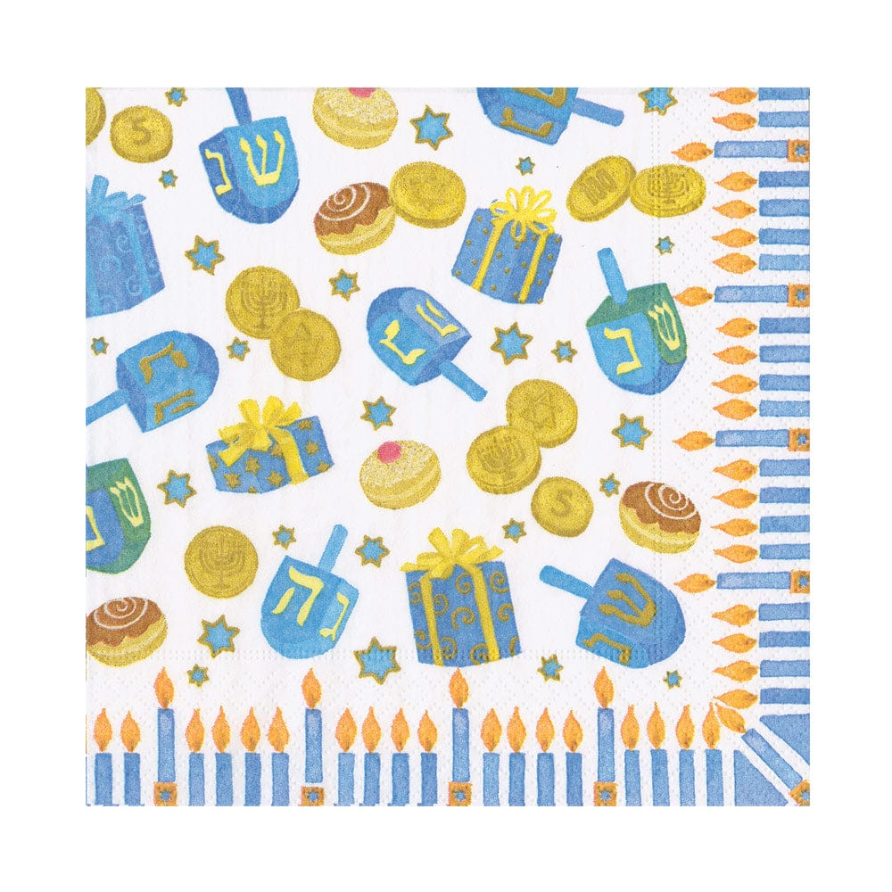 18170L, Dreidel; Dreidel; Dreidel Napkin Luncheon, Hanukkah, Blue ...