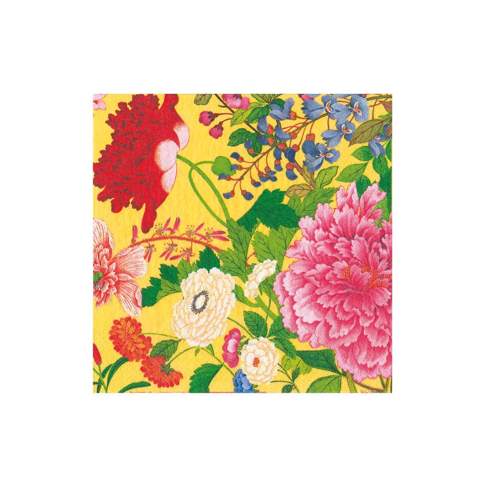 18961B, A Profusion Of Flowers 2 Yellow Boxed Cocktail Napkins - 40 per ...