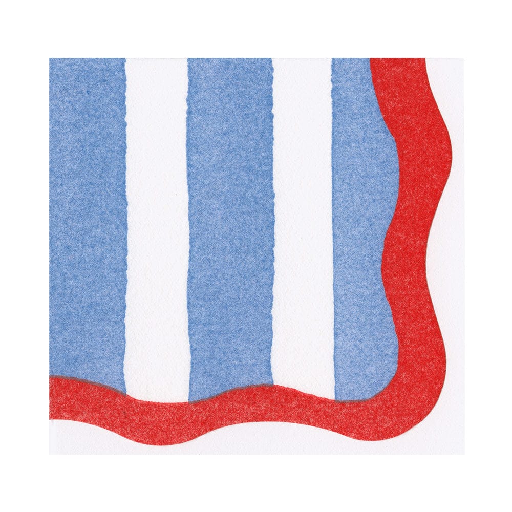 19050CGDC, Cafe Stripe Scallop Blue/Red Paper Linen Die Cut Napkin - 15 ...
