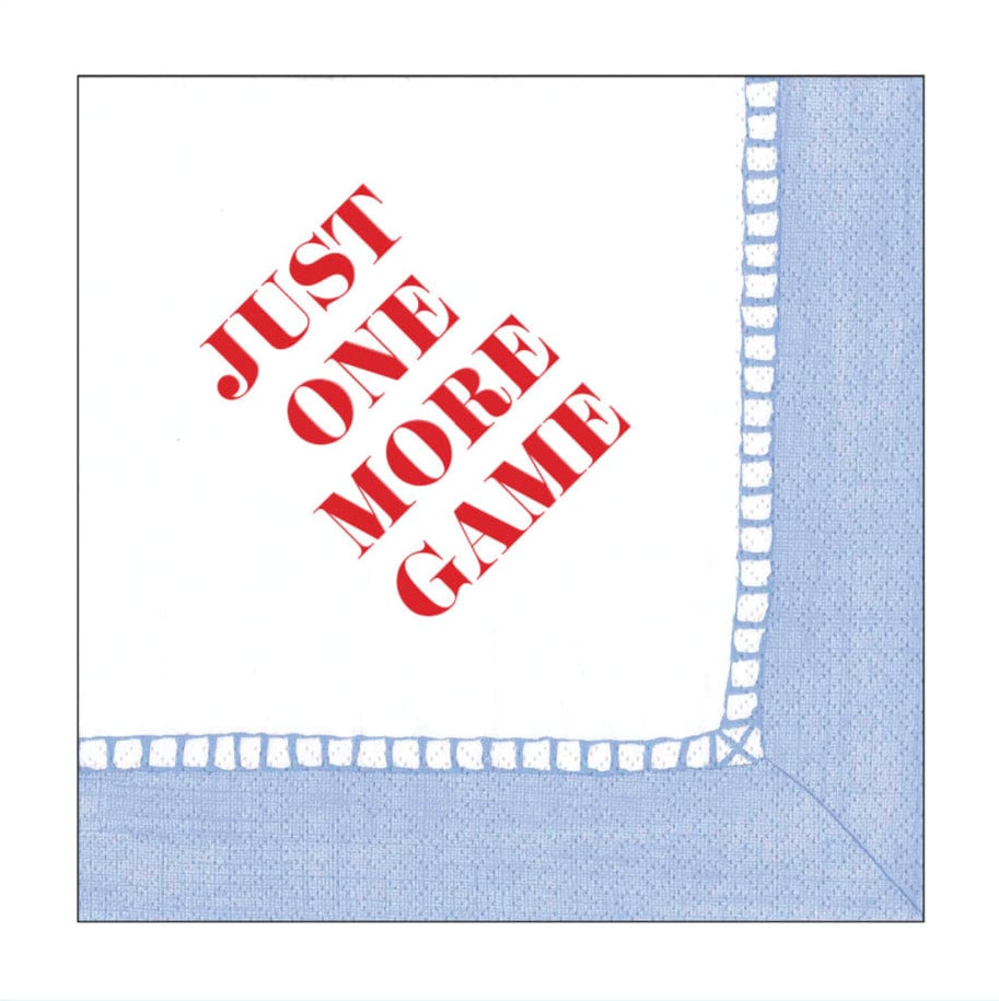 Linen Border Paper Cocktail Napkins | Light Blue | Caspari