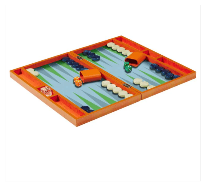 Backgammon Set - Faux Orange Croc – Caspari