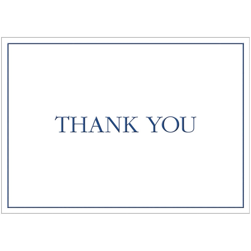 Thank You Navy Embossed Thank You Notes - 8 Note Cards And Envelopes ...