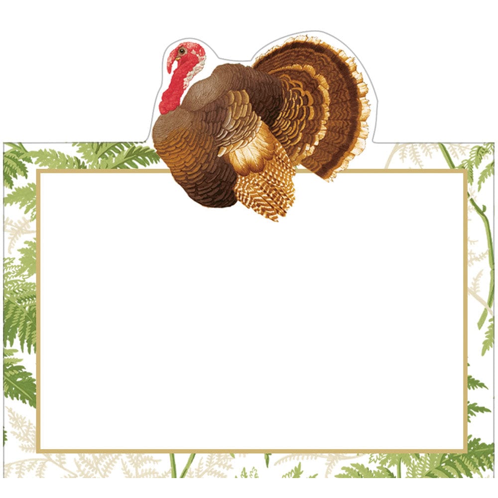 Turkey Among Ferns Foil Place Cards - includes 8 Cards – Caspari