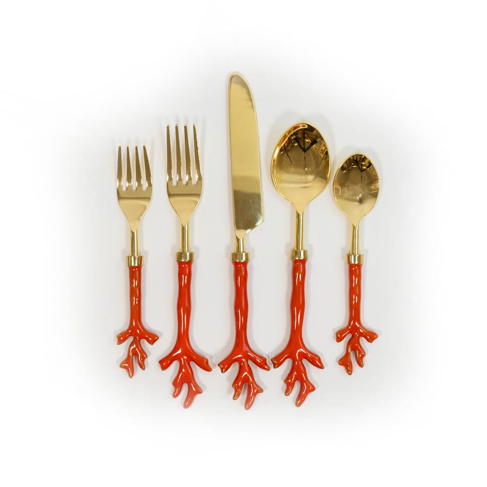 COR207, Coral 5-Piece Flatware Place Setting, Any Occasion, Orange ...