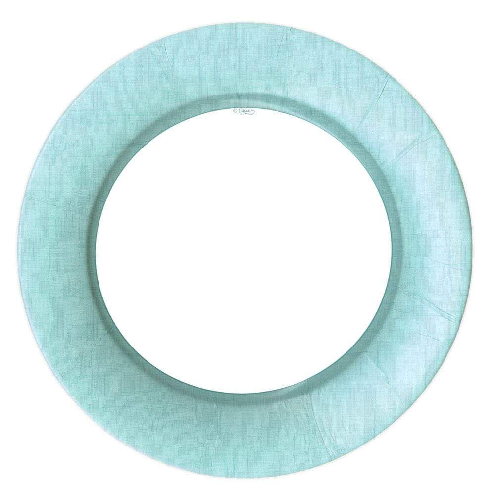 Linen Border Paper Dinner Plates | Robin's Egg Blue | 8 Pack – Caspari