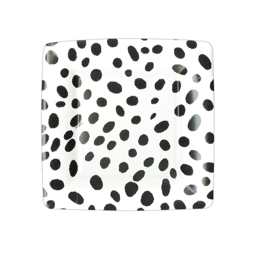 Spots Square Paper Salad and Dessert Plates | Black | 8 Pack – Caspari