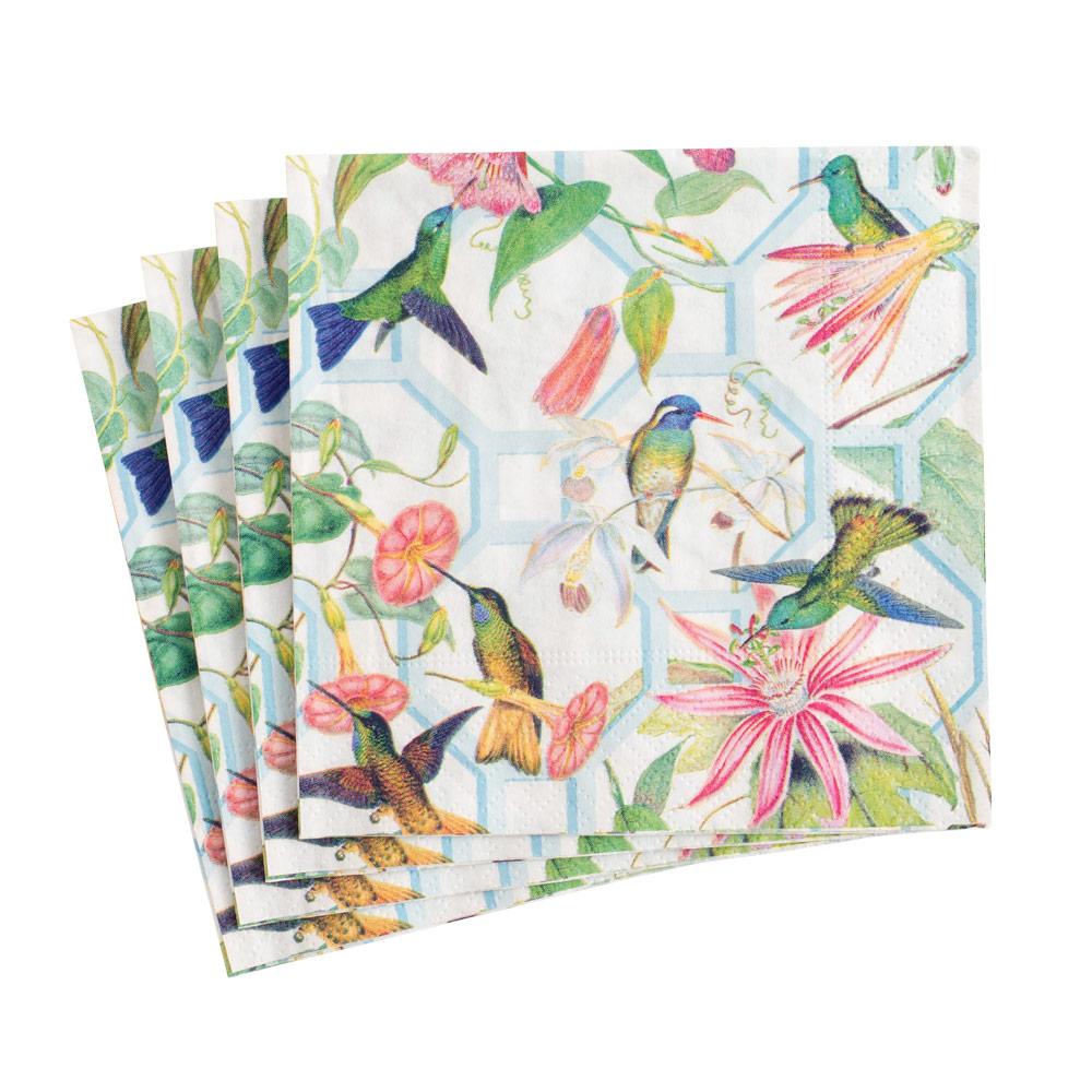 Hummingbird Trellis Cocktail Napkins | 20 Pack | Caspari