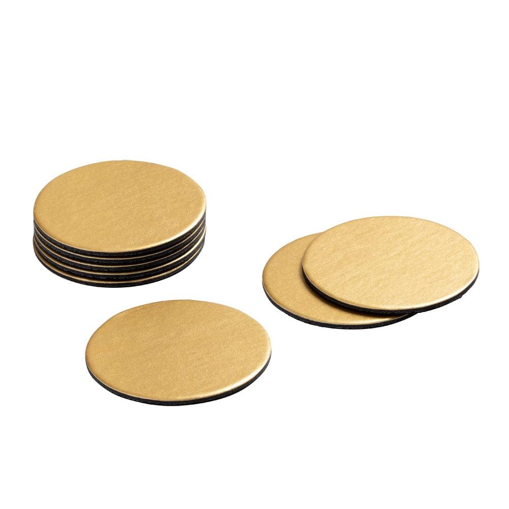 Round Luster Felt-Backed Gold Coasters | 8 Per Box – Caspari