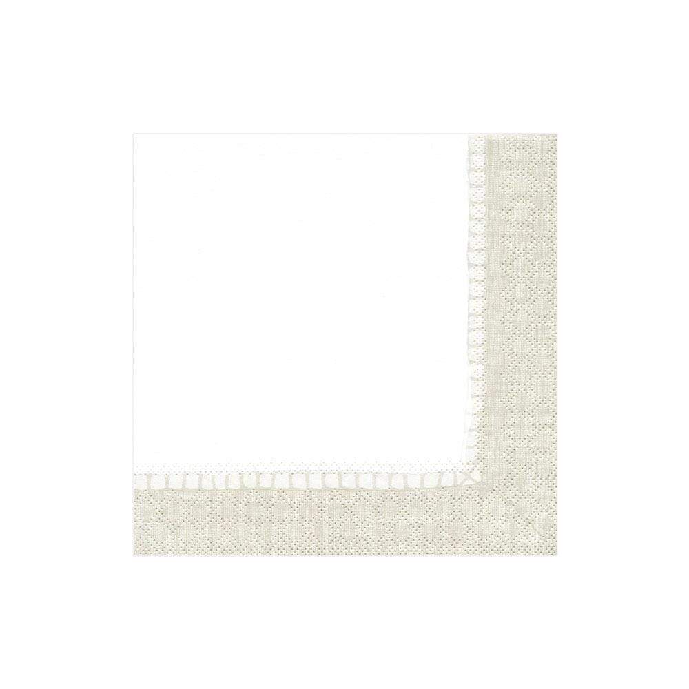 Linen Border Paper Cocktail Napkins | Natural | 20 Pack – Caspari