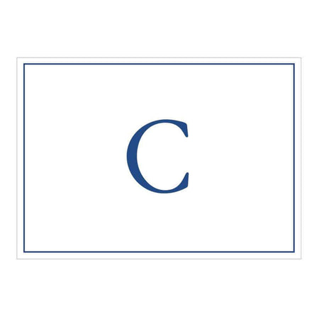 Navy Embossed Single Initial Boxed Note Cards - 8 Note Cards & 8 Envel ...