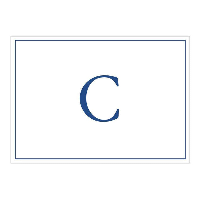 Navy Embossed Single Initial Boxed Note Cards - 8 Note Cards & 8 Envel ...