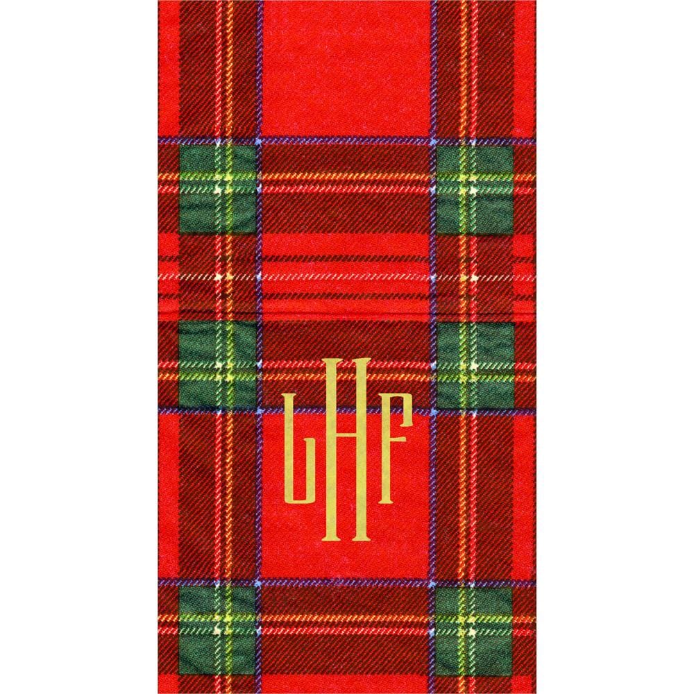 Personalized Monogram Royal Plaid Guest Towels | Caspari
