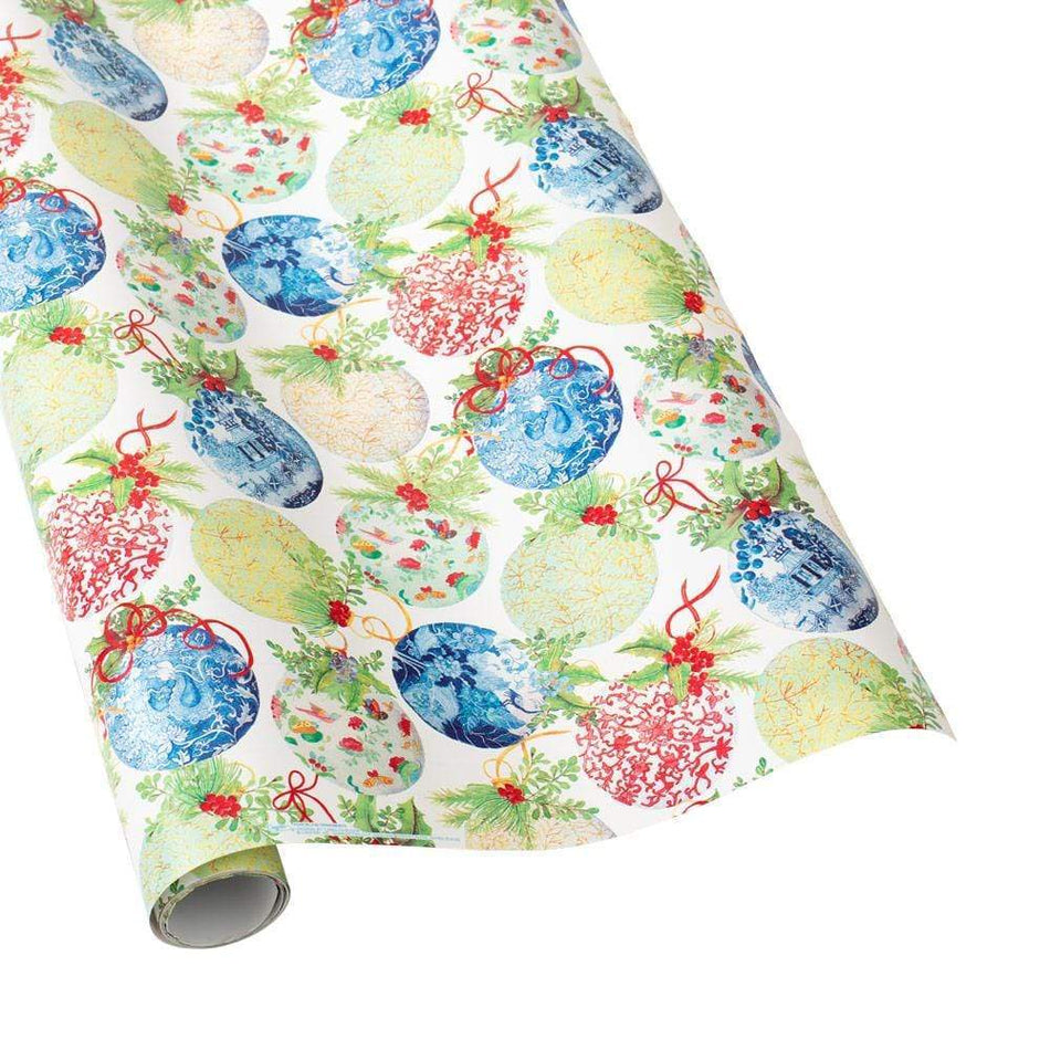 Porcelain Ornaments Gift Wrap | 30" x 8' Roll | Caspari