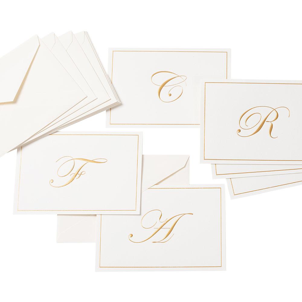 Gold Embossed Initial Note Cards | 8 Cards and Envelopes – Caspari