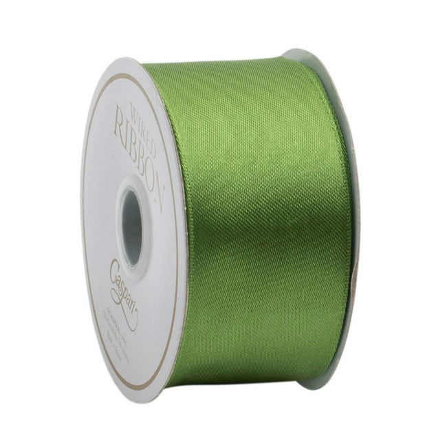 Solid Green Satin Wired Ribbon | 9 Yards | Caspari