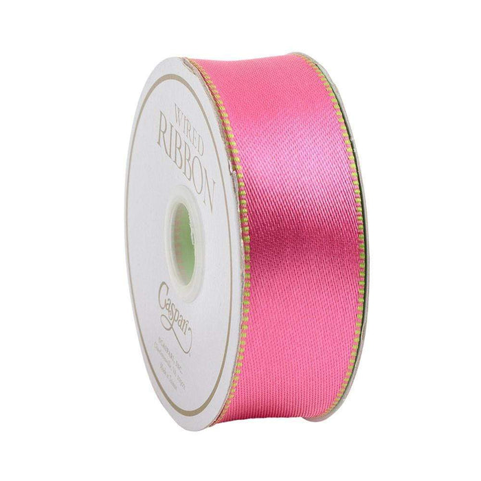 Pink and Green Reversible Satin Wired Ribbon | 10 Yards – Caspari