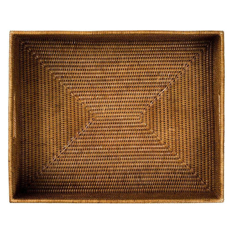 Rattan Rectangular Deep Tray | Dark Natural | Caspari