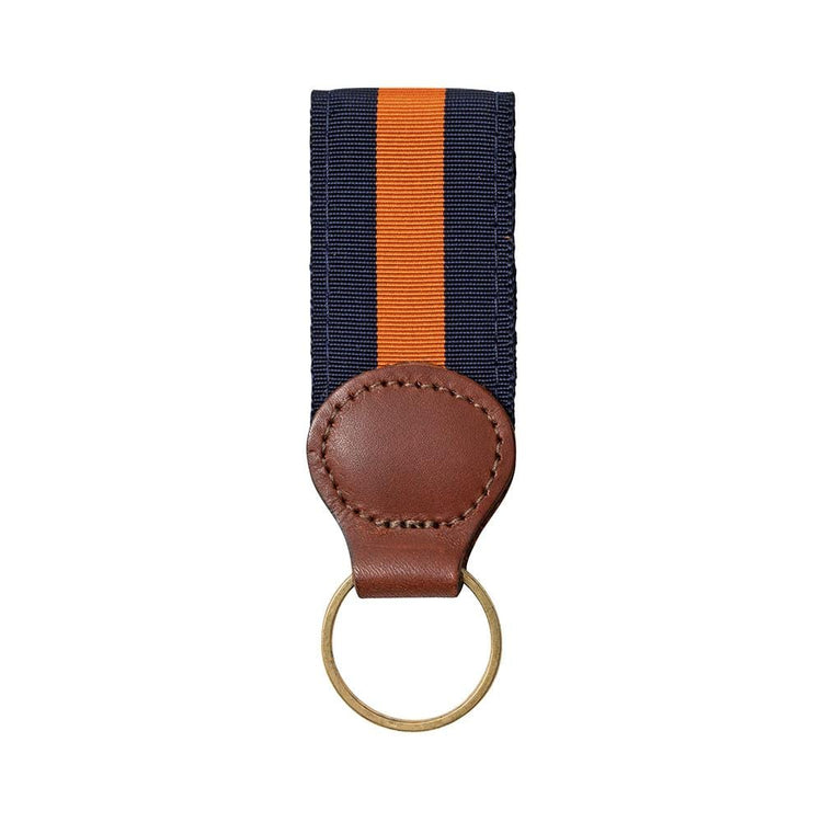 Navy and Orange Key Ring with Leather Trim | Barrons-Hunter – Caspari