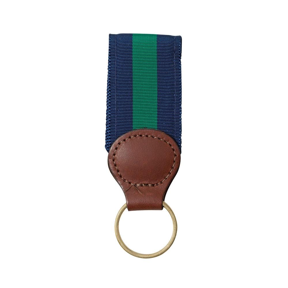 Navy and Green Key Ring with Leather Trim | Barrons-Hunter – Caspari