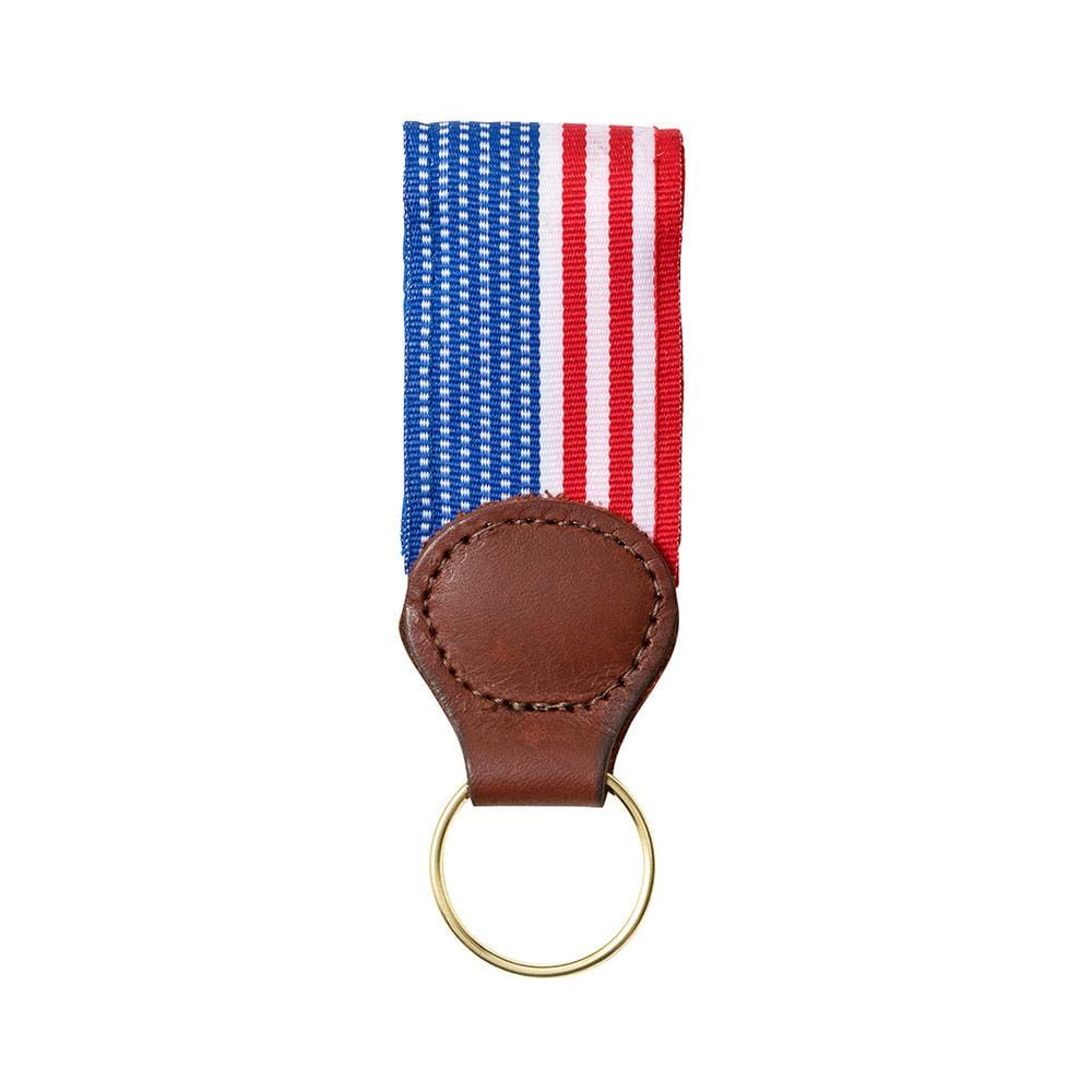 American Flag Key Ring with Leather Trim | Patriotic Gift – Caspari